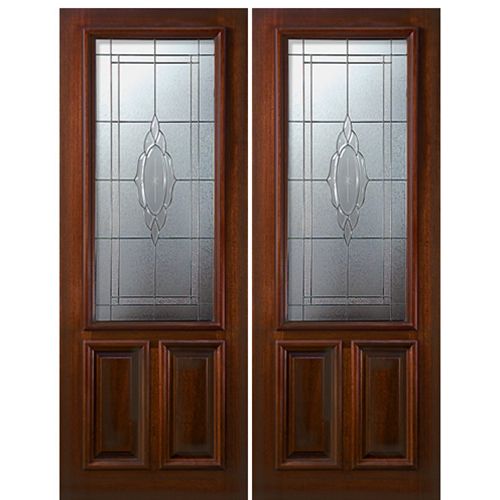 GlassCraft - Mahogany Wood DG MAH Cameo 23L 80-2 Exterior Double Door ...