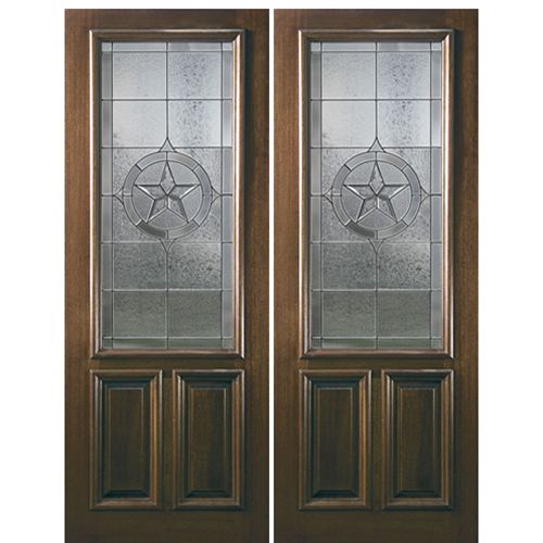 GlassCraft - Mahogany Wood DG MAH Pecos 23L 80-2 Exterior Double Door ...