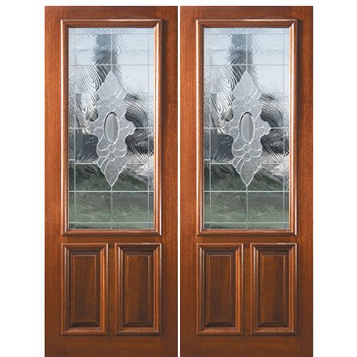 GlassCraft - Mahogany Wood DG MAH Sabine 23L 80-2 Exterior Double Door ...