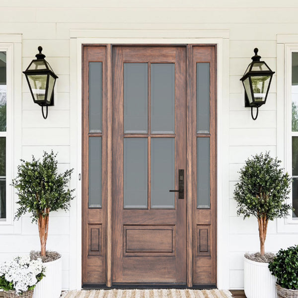 Hoelscher - Mahogany Wood TDL 4-Lite 1 Panel NRM-2 Exterior Double Door ...